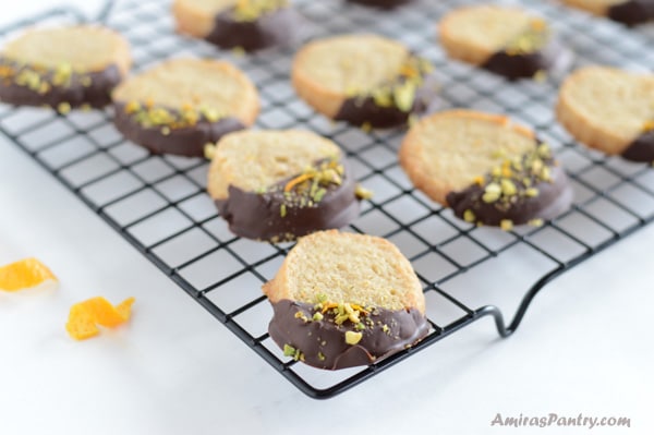 Chocolate-dipped Orange cookies - Amira's Pantry