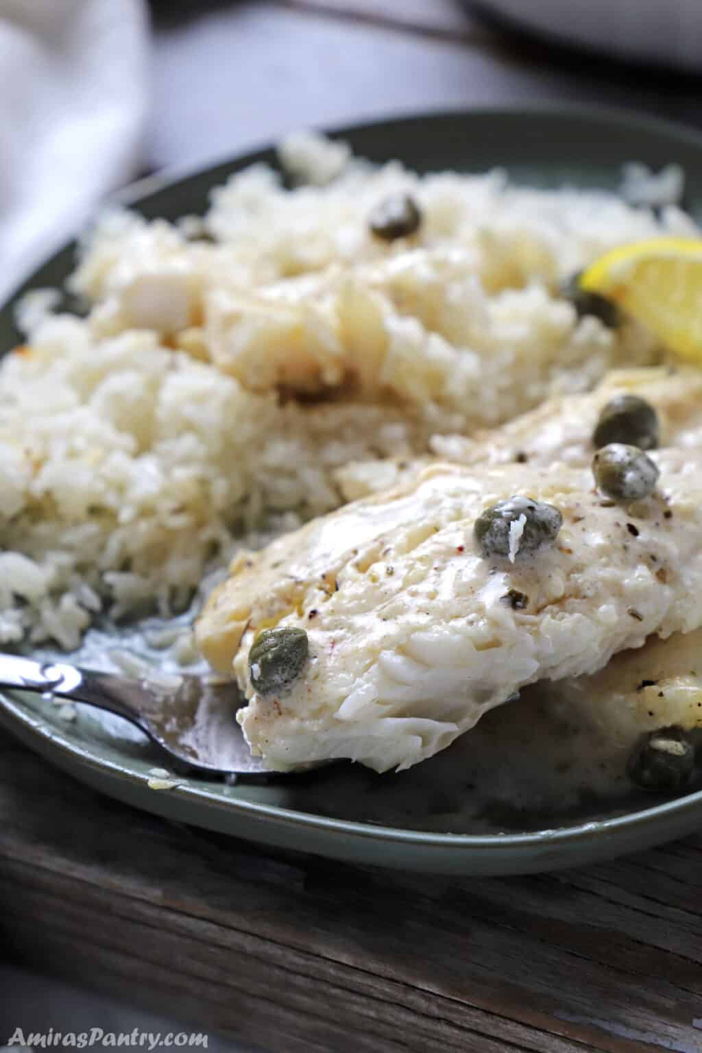 Baked fish with creamy lemon sauce - Amira's Pantry