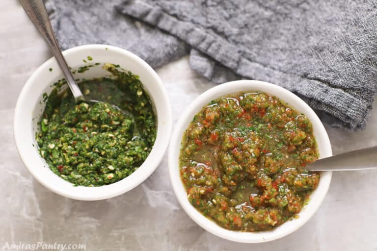 Authentic Zhoug Recipe(Easy Spicy Cilantro Sauce)- Amira's Pantry