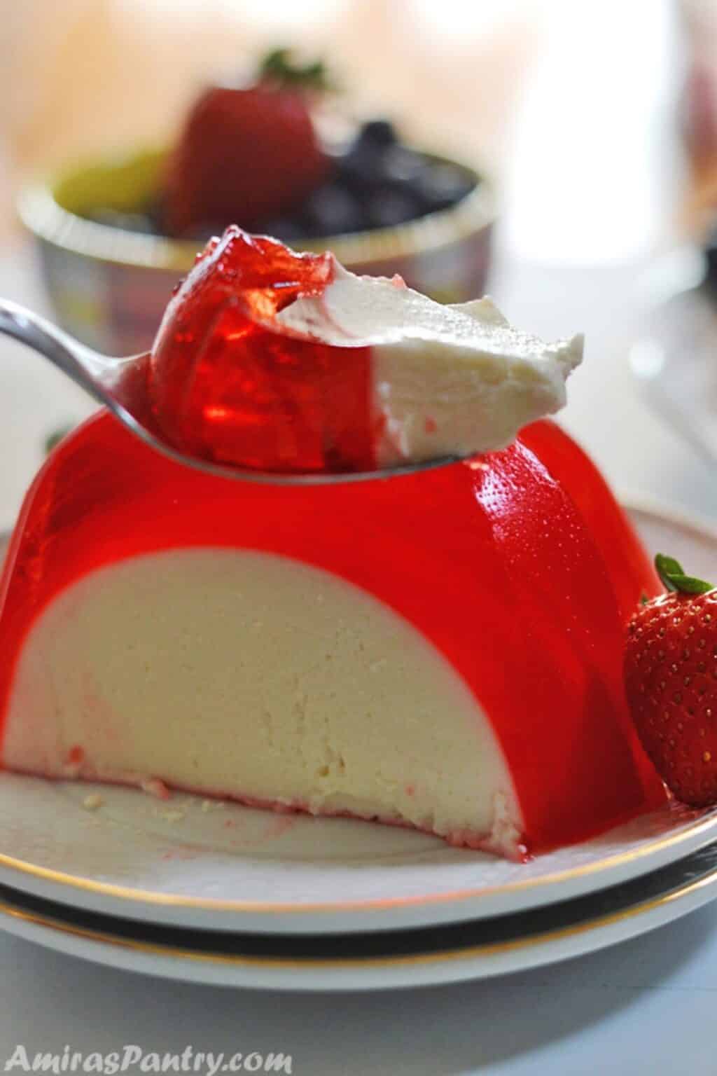 Strawberry Jello Mold (With Cream Cheese) - Amira's Pantry