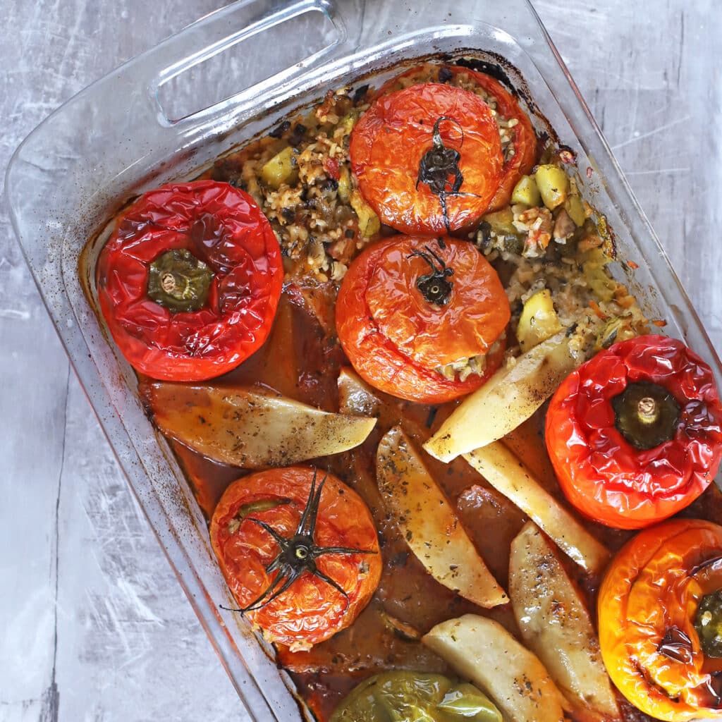 Greek Gemista (Stuffed Tomatoes and Peppers Recipe) - Amira's Pantry