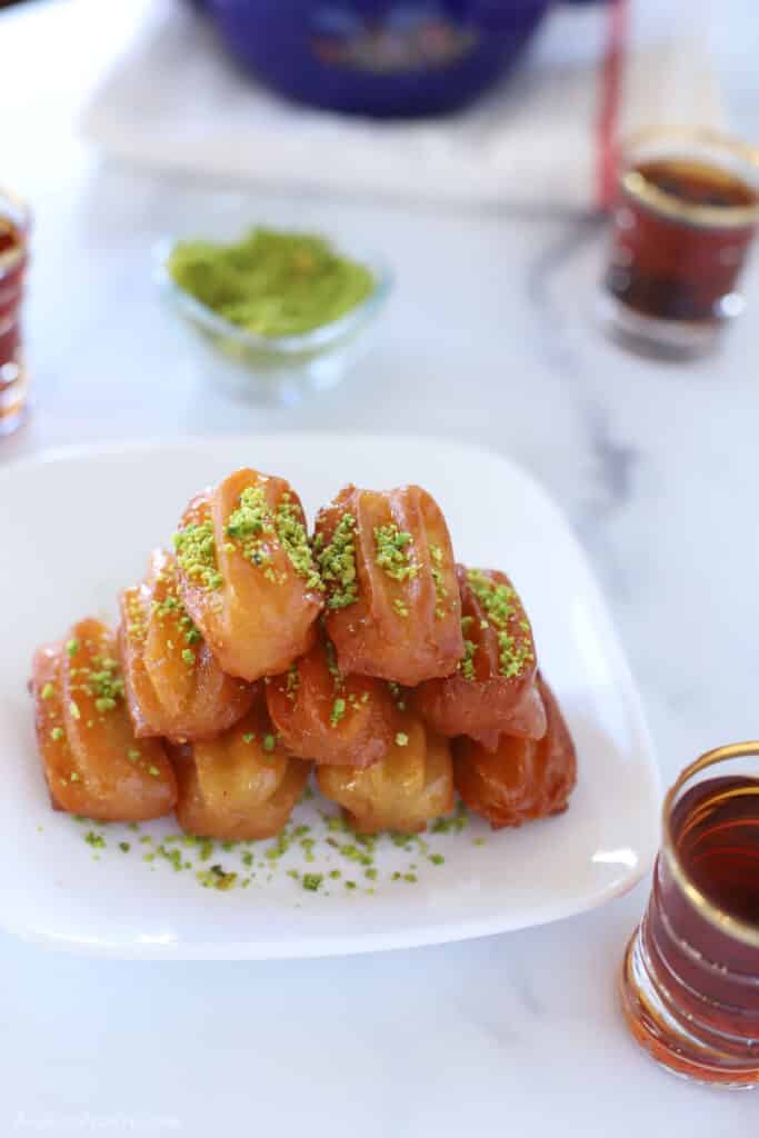 Turkish Tulumba with Syrup (Balah El Sham Recipe) - Amira's Pantry