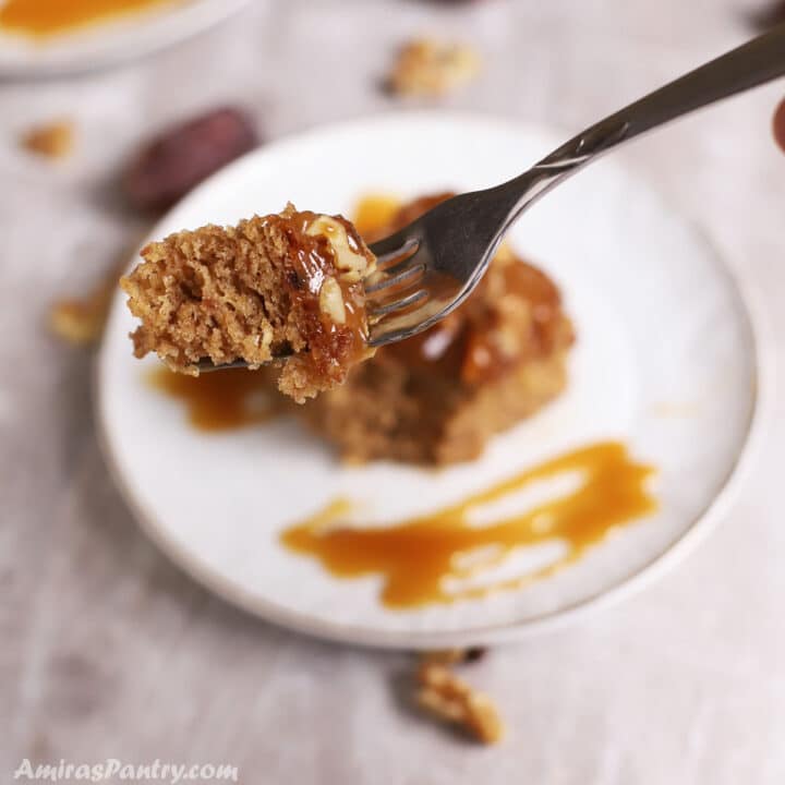 Date Cake Recipe (With Walnuts and Caramel Sauce) - Amira's Pantry