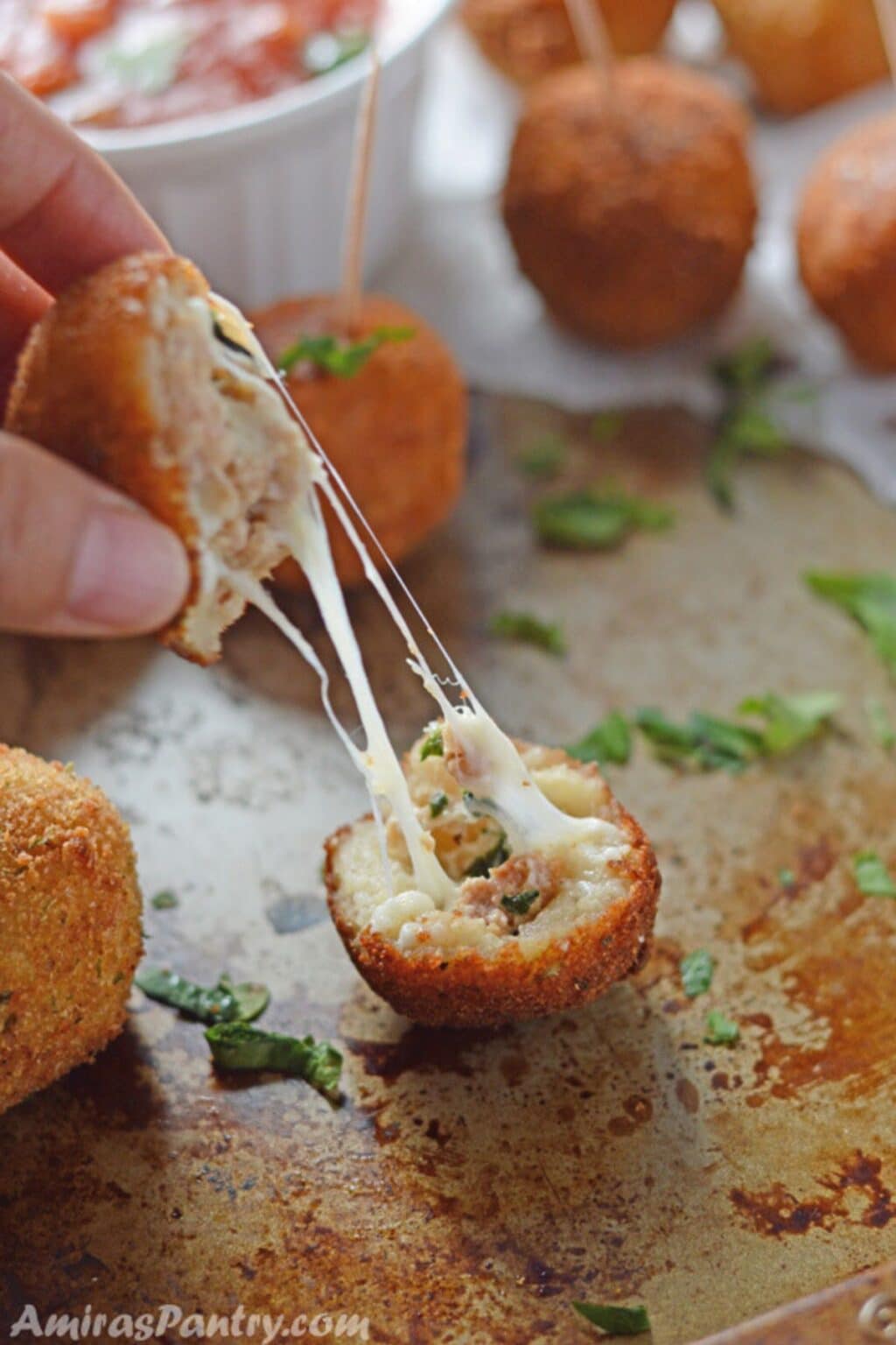 Stuffed Bread Balls (Easy Cheesy Recipe) - Amira's Pantry