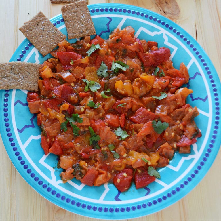 Moroccan Taktouka Recipe (Roasted Peppers Appetizer) - Amira's Pantry