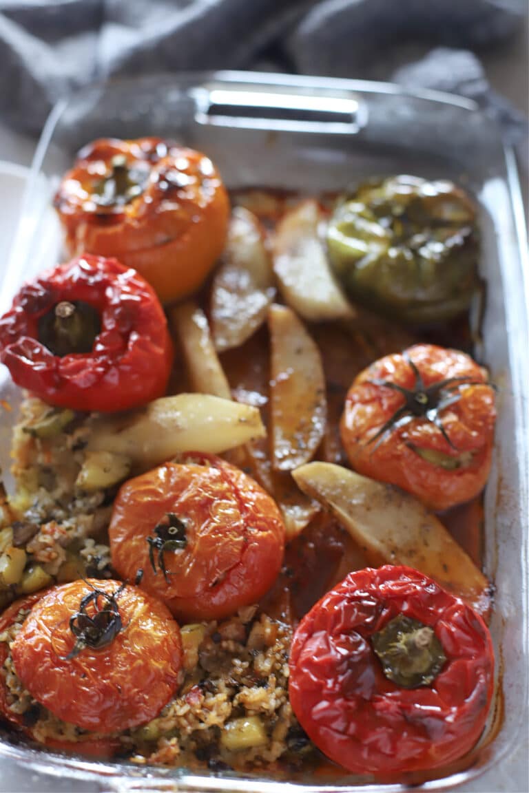 Greek Gemista (Stuffed Tomatoes and Peppers Recipe) - Amira's Pantry